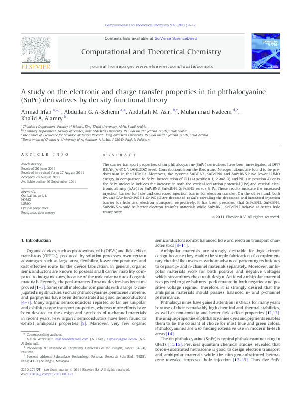 (PDF) A study on the electronic and charge transfer properties in tin ...