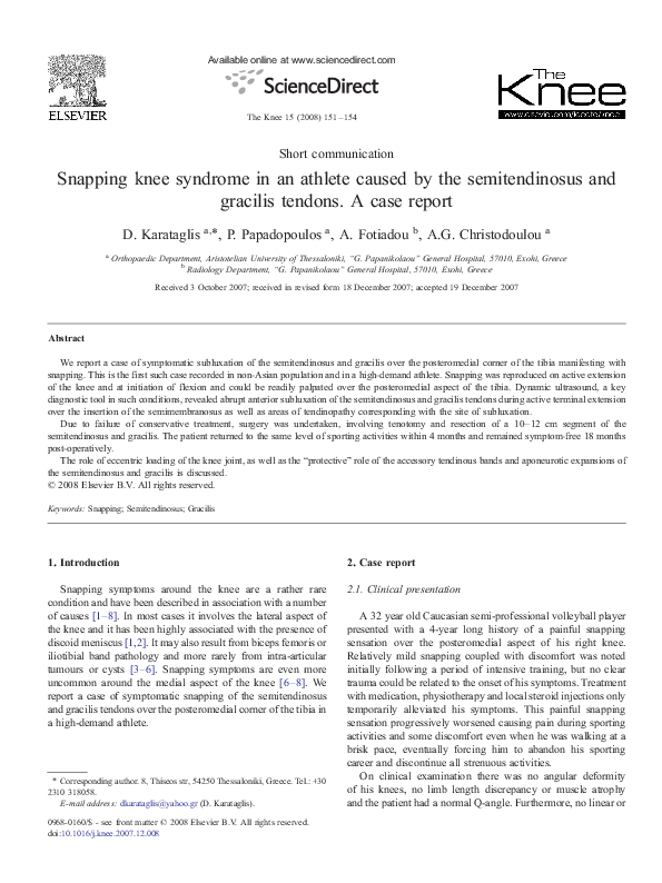 (PDF) Snapping knee syndrome in an athlete caused by the semitendinosus ...