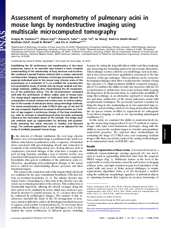 (PDF) Assessment of morphometry of pulmonary acini in mouse lungs by ...