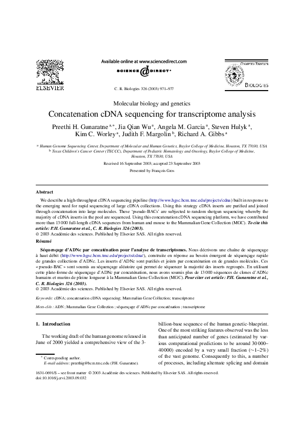 (PDF) Concatenation cDNA sequencing for transcriptome analysis