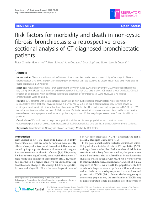 (PDF) Risk factors for morbidity and death in non-cystic fibrosis ...