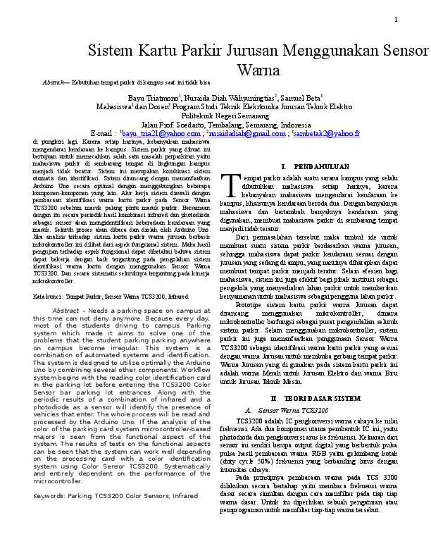 (DOC) Sistem Kartu Parkir Jurusan Menggunakan Sensor Warna