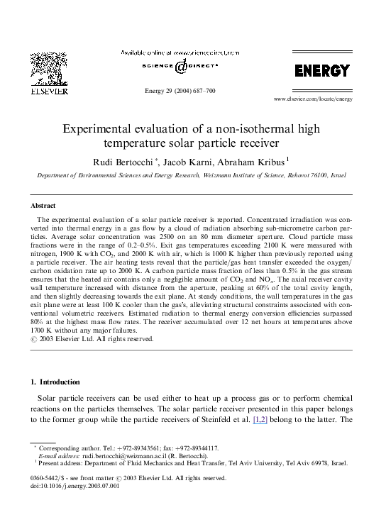 (PDF) A High Temperature Solar Particle Receiver