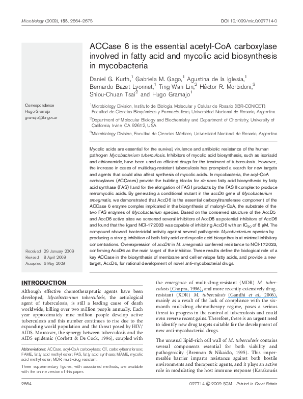 (PDF) ACCase 6 is the essential acetyl-CoA carboxylase involved in ...