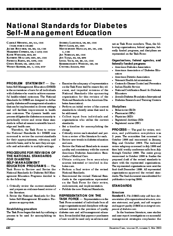 (PDF) National Standards for Diabetes Self-Management Education and ...