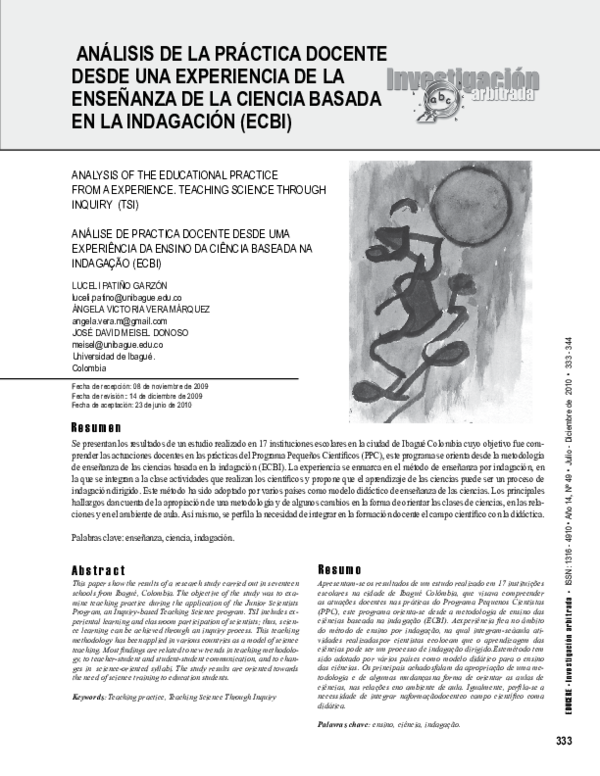 (PDF) Análisis de la práctica docente desde una experiencia de la Ense ...