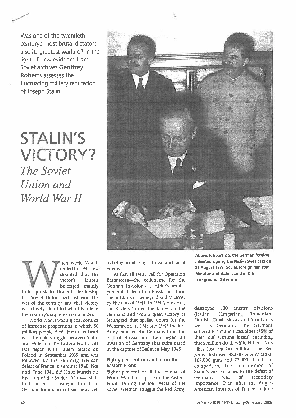(PDF) Stalin's Victory? The Soviet Union and World War II