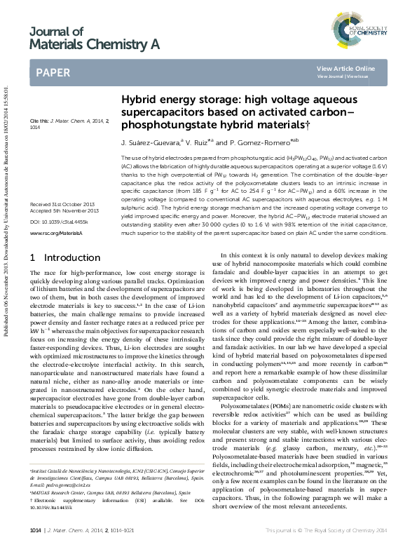 (PDF) Hybrid energy storage: high voltage aqueous supercapacitors based ...