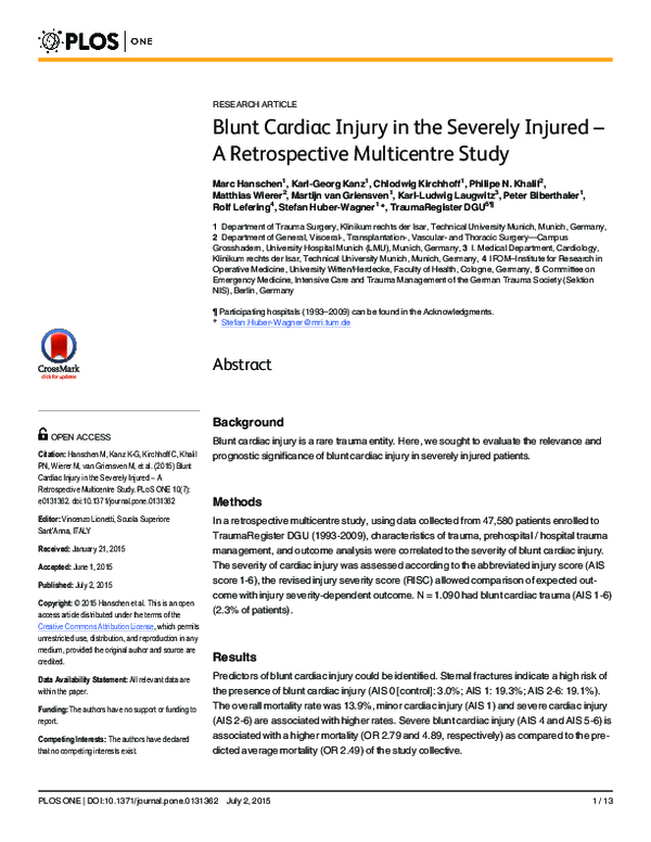 (PDF) Blunt Cardiac Injury in the Severely Injured - A Retrospective ...