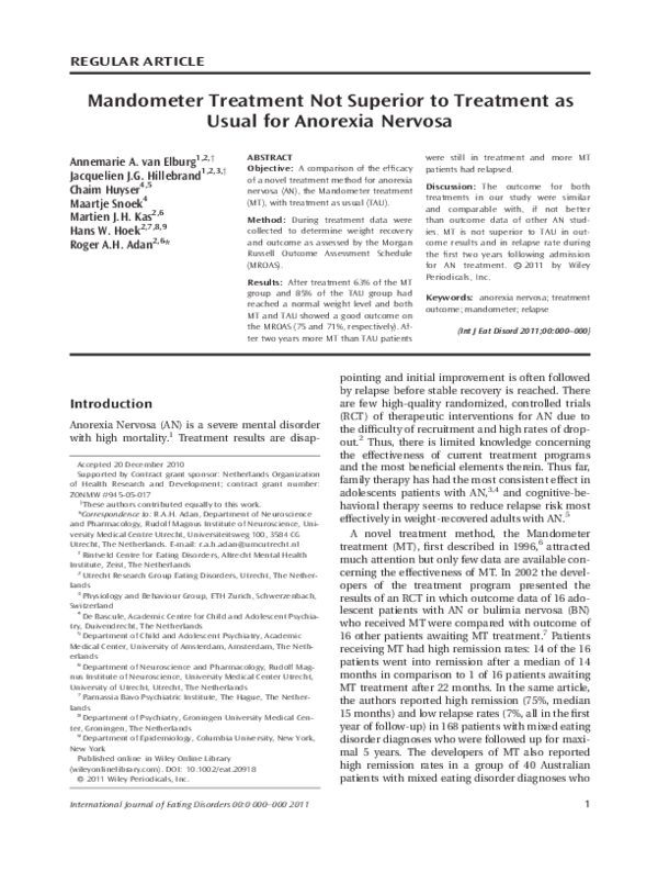 (PDF) Mandometer treatment not superior to treatment as usual for ...