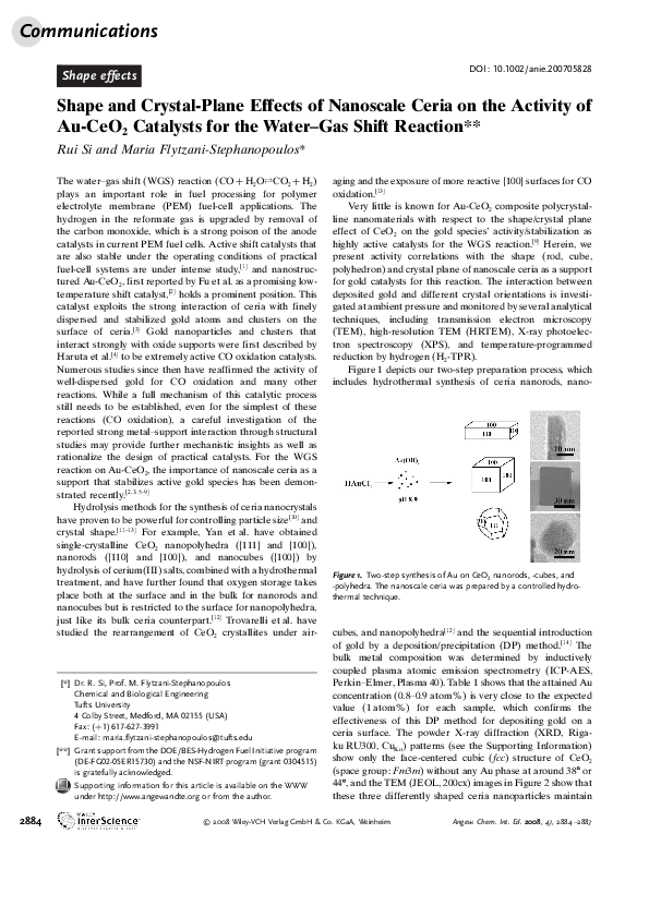 (PDF) Shape and Crystal-Plane Effects of Nanoscale Ceria on the ...