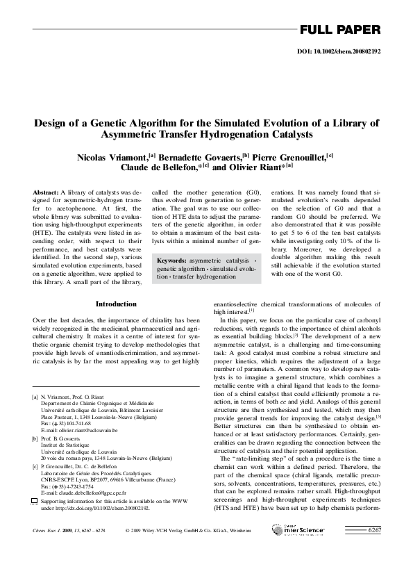 (PDF) Design of a Genetic Algorithm for the Simulated Evolution of a ...