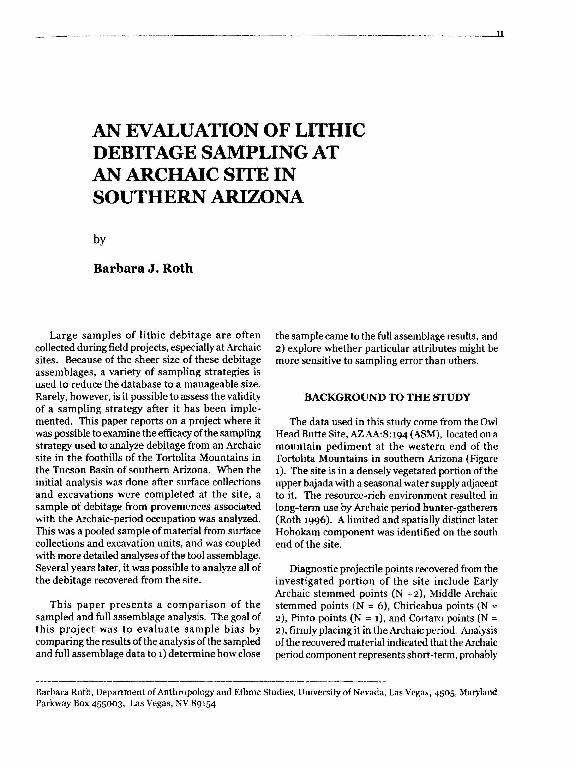 (PDF) An Evaluation of Lithic Debitage Sampling at an Archaic Site in ...