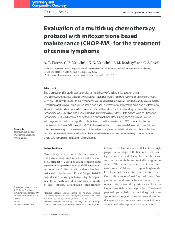 (PDF) Evaluation of a multidrug chemotherapy protocol with mitoxantrone ...