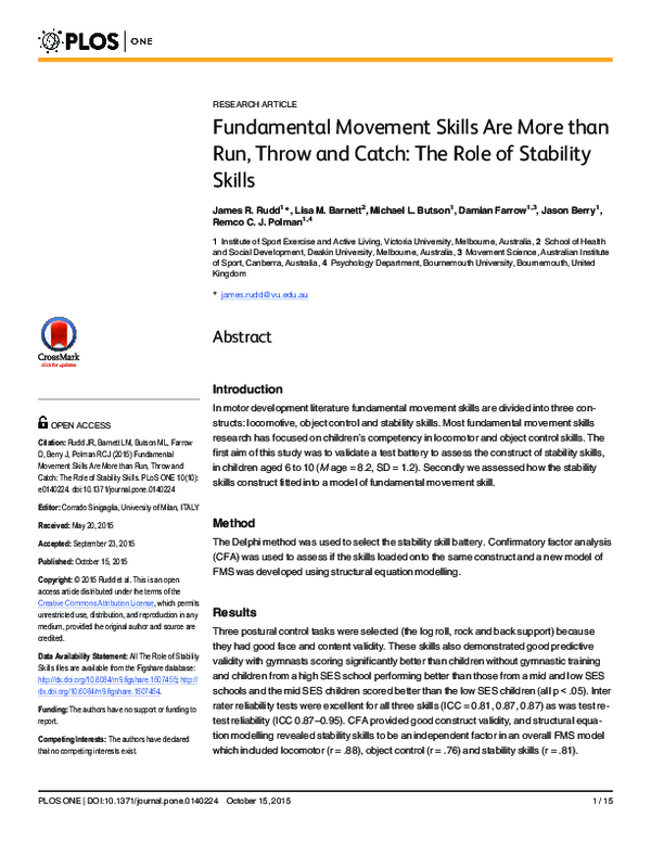 (PDF) Fundamental Movement Skills Are More than Run, Throw and Catch ...