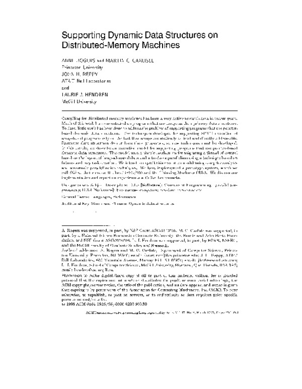 Pdf Supporting Dynamic Data Structures On Distributed Memory Machines