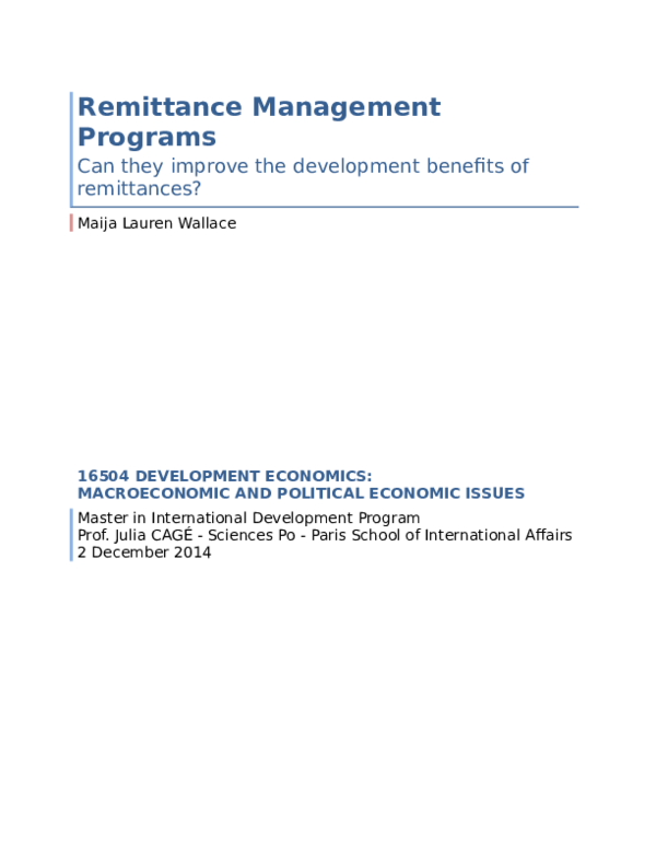 (DOC) Remittance Management Programs: Can they improve the development ...