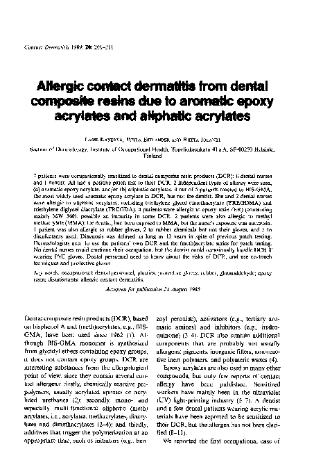 (PDF) Allergic contact dermatitis from dental composite resins due to ...