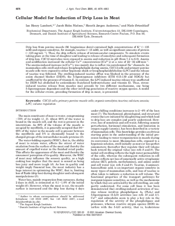 (PDF) Cellular Model for Induction of Drip Loss in Meat