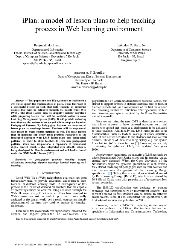(PDF) iPlan: A model of lesson plans to help teaching process in web ...