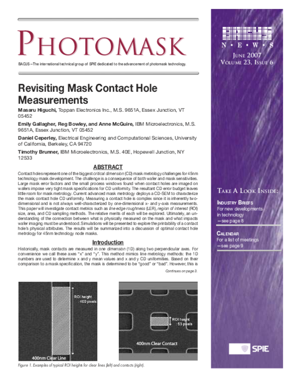 (PDF) Revisiting mask contact hole measurements