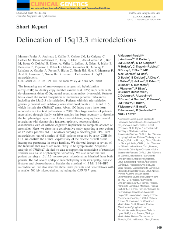 (PDF) Delineation of 15q13.3 microdeletions