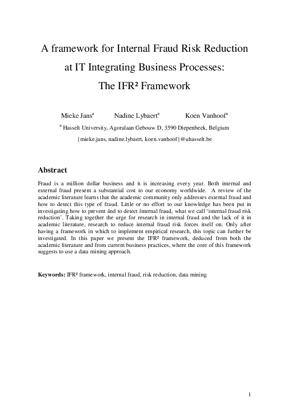 (PDF) A Framework for Internal Fraud Risk Reduction at IT Integrating ...
