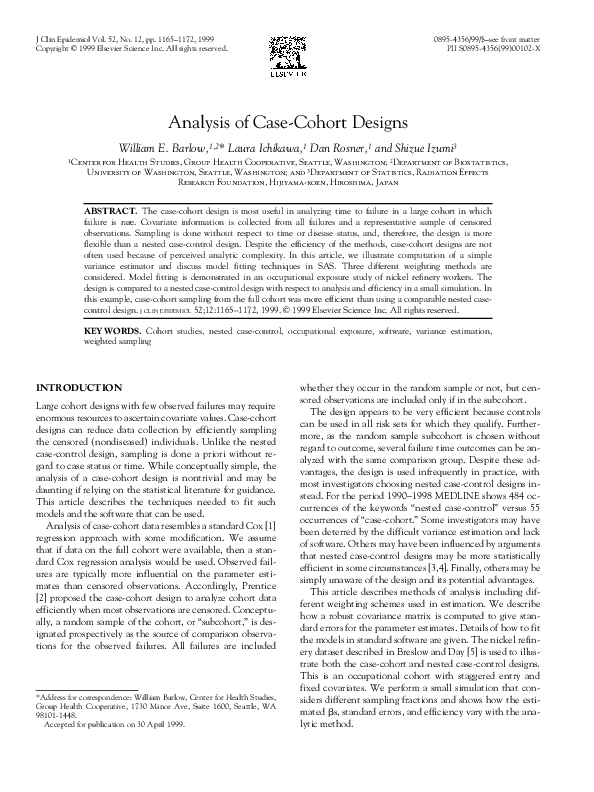 (PDF) Analysis of Case-Cohort Designs
