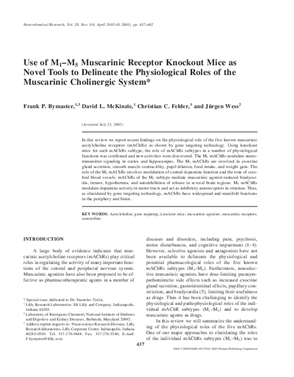 (PDF) Use of M1-M5 muscarinic receptor knockout mice as novel tools to ...