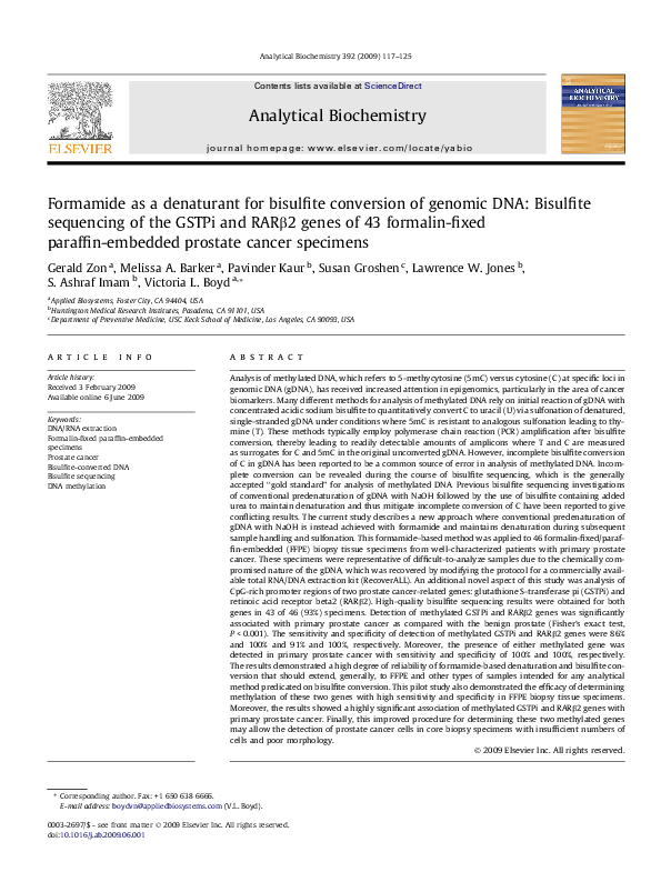 (PDF) Formamide as a denaturant for bisulfite conversion of genomic DNA ...