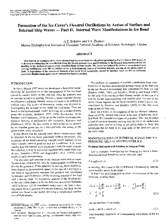 (PDF) Formation of the Ice Cover's Flexural Oscillations by Action of Surface and Internal Ship ...