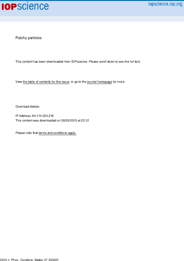 (PDF) Patchy particles