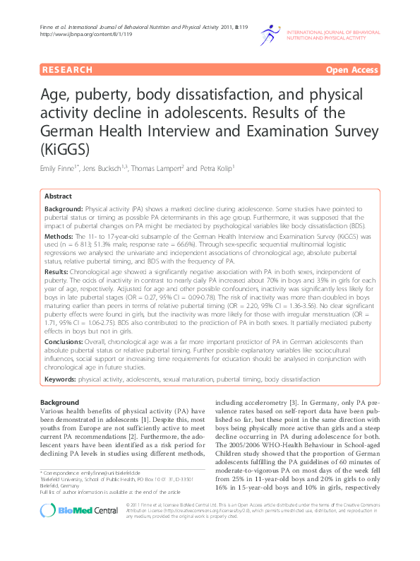 (PDF) Age, puberty, body dissatisfaction, and physical activity decline ...