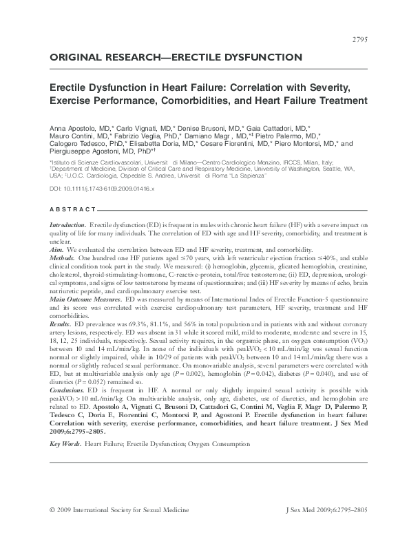 (PDF) Erectile Dysfunction in Heart Failure: Correlation with Severity ...