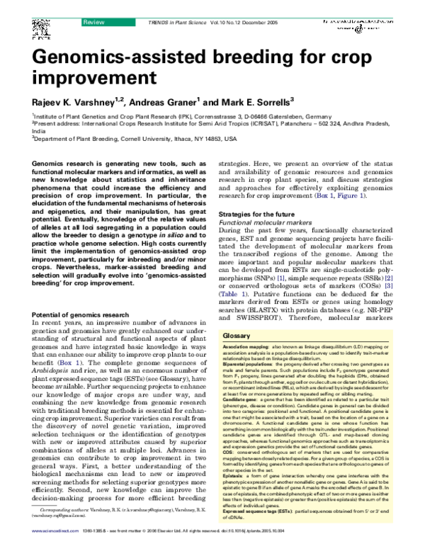 (PDF) Genomics-assisted breeding for crop improvement