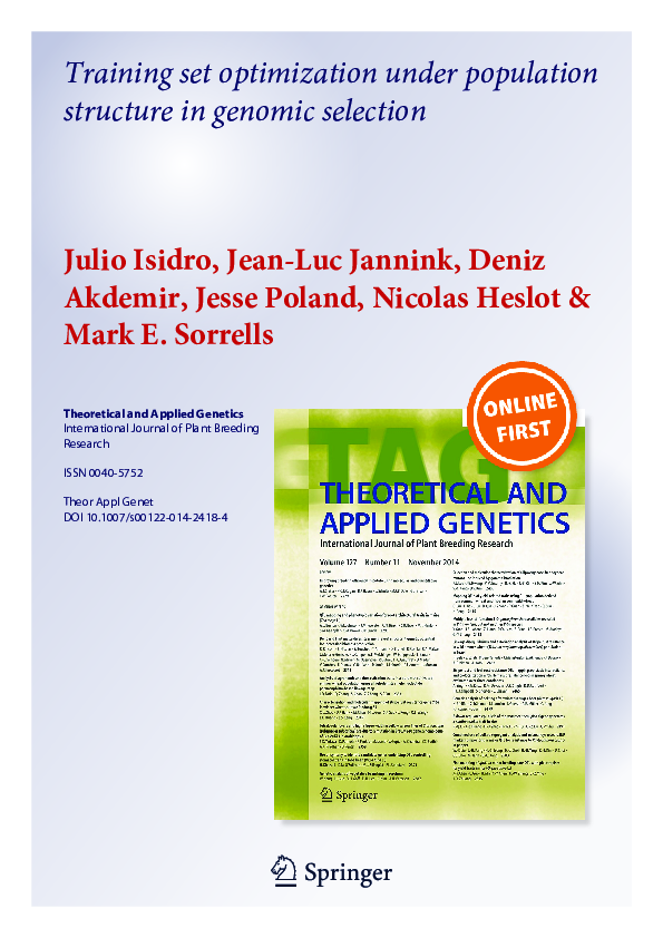(PDF) Training set optimization under population structure in genomic selection