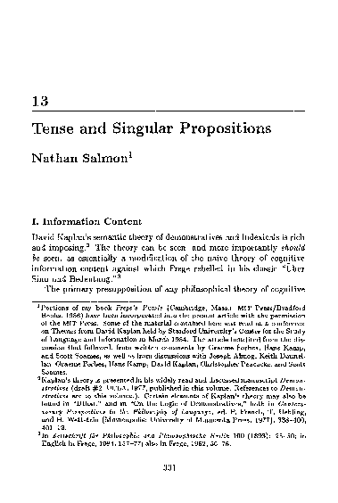 (PDF) Tense and Singular Propositions