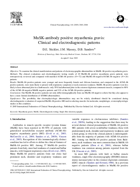 (PDF) MuSK-antibody positive myasthenia gravis: Clinical and ...