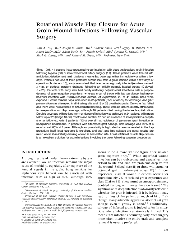 (PDF) Rotational muscle flap closure for acute groin wound infections ...