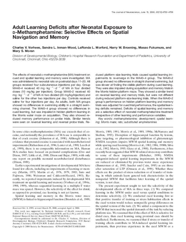 (PDF) Adult learning deficits after neonatal exposure to D ...