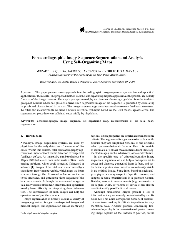 (PDF) Echocardiographic image sequence segmentation and analysis using self-organizing maps