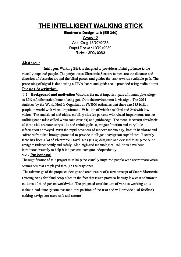 (PDF) THE INTELLIGENT WALKING STICK