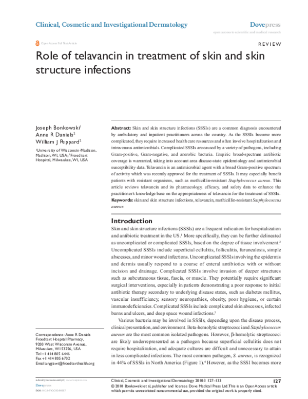 (PDF) Role of telavancin in treatment of skin and skin structure infections