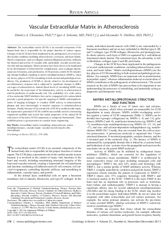(PDF) Vascular Extracellular Matrix in Atherosclerosis