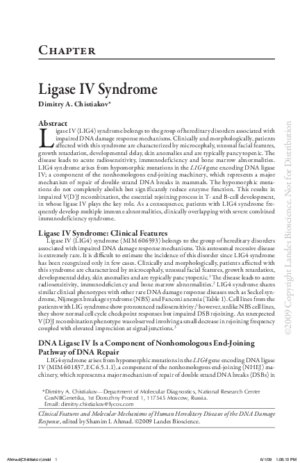 (PDF) Ligase IV syndrome