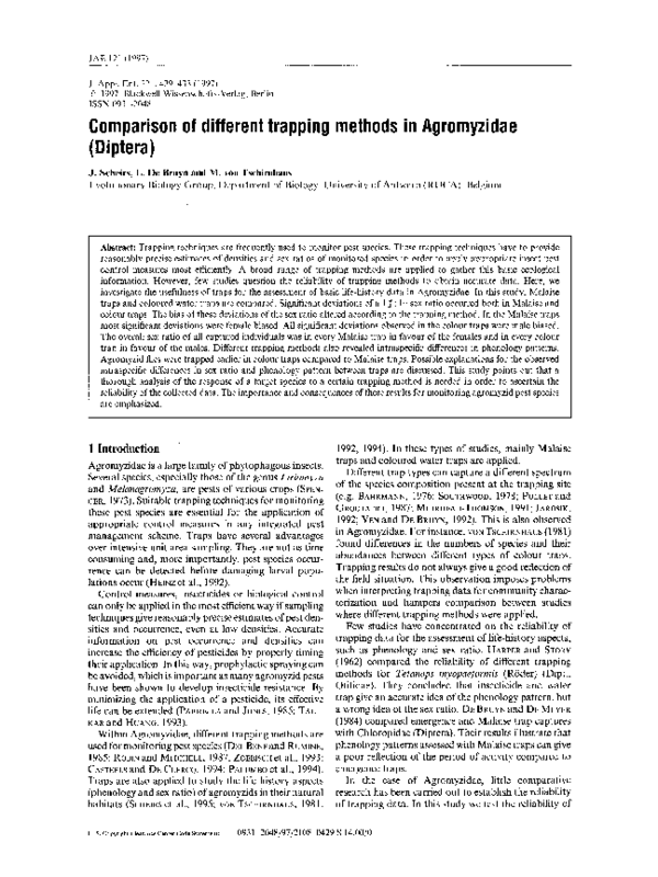 (PDF) Comparison of different trapping methods in Agromyzidae (Diptera)