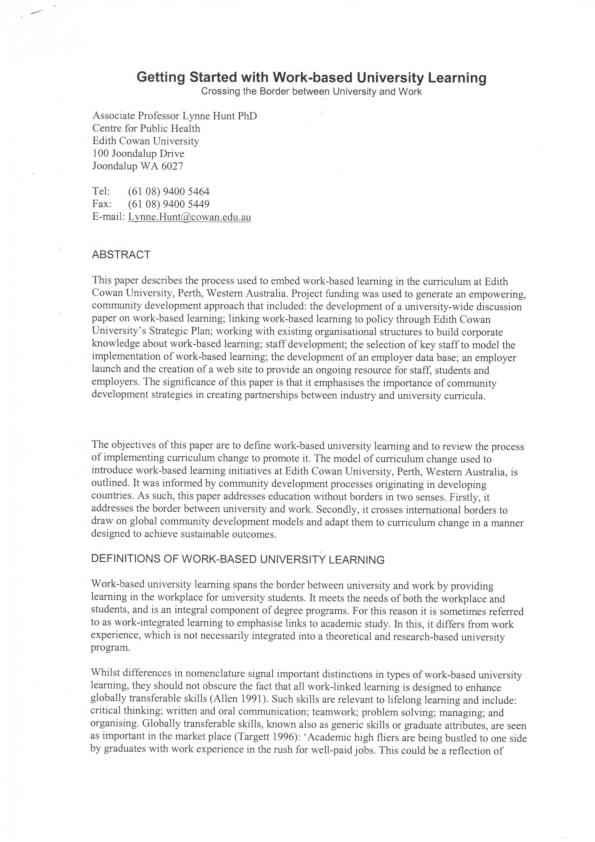 (PDF) Getting Started with Work-based University Learning