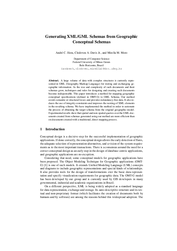 (PDF) Generating XML/GML Schemas from Geographic Conceptual Schemas