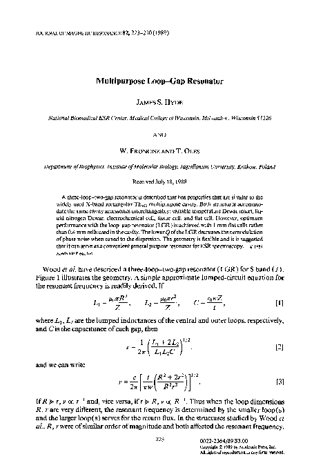 (PDF) Multipurpose loop-gap resonator