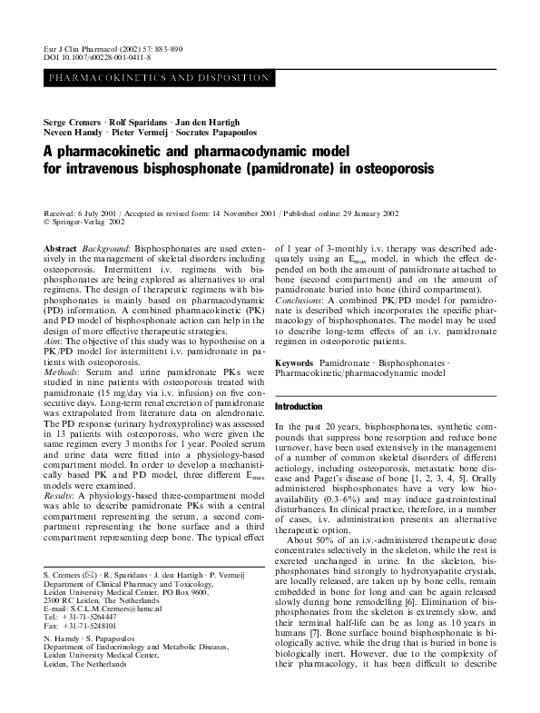 (PDF) A pharmacokinetic and pharmacodynamic model for intravenous ...